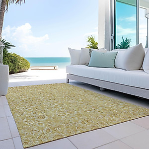 Addison Rugs Chantille ACN661 Gold 8' x 10' Indoor Outdoor Area Rug, Easy Clean, Machine Washable, Non Shedding, Bedroom, Entry, Living Room, Dining Room, Kitchen, Patio Rug