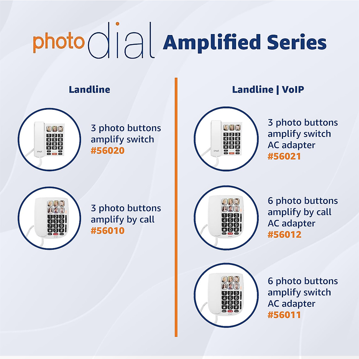 SMPL Hands-Free Dial Photo Memory Corded Phone, One-Touch Dialing, Large Buttons, Flashing Alerts, Durable, Perfect for Seniors, Alzheimer's, Dementia, Hearing Impaired