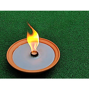Hyoola 5 Hour Outdoor Firebowl Candle - Unscented Large Flame Wick in Terra Cotta Bowl - Insect and Mosquito Repellent Effect - for Table, Patio, Yard, Camping, Outdoors - Blue.