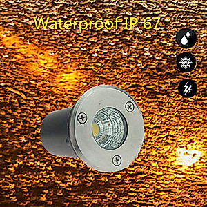 ZSGoes 6 Pack 3W Warm White LED Well In Ground Landscape Lights IP67 Waterproof for Outdoor Lighting, Garden, Yard, Patio, Driveway, Deck, Step, Pathway, Low Voltage 12V 24V DC AC