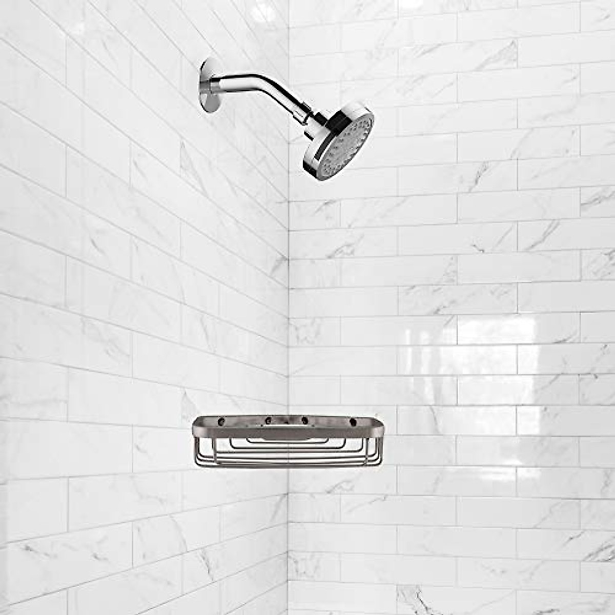 Design House Corner Shower Basket, 6-inch, Stainless Steel