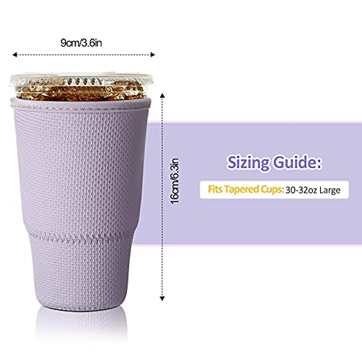 4 Pieces Reusable Coffee Sleeves Neoprene Cup Sleeve Cup Insulator Bottle Sleeves for Iced Coffee Cold Drinks Beverages, Fits 30-32 oz Large Cups