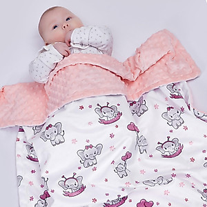 QSTEHEML Baby Blankets Super Soft for Boys Girls, Pink Minky Lightweight Elephant Blanket with Double Layer Unisex Newborn Travel Blanket for Toddler Nursery Crib Stroller, 30X40 Inches