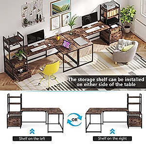 Tribesigns L-Shaped Desk with File Drawer, Reversible Corner Computer Desk with 3-Tier Storage Shelves, 85.4 inches Office Desk Computer Table Workstation for Home Office