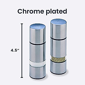Olde Thompson Since 1944 Euro-Chrome Plated Salt & Pepper Shaker Set, 4.5"