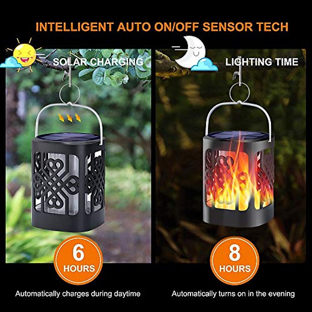Upgraded Solar Lanterns Outdoor Hanging, YoungPower Dancing Flame Outdoor Torch Lights Solar Powered Umbrella Night Lights Dusk to Dawn Auto On/Off Landscape Lighting for Garden Camping Party, 4 Pack