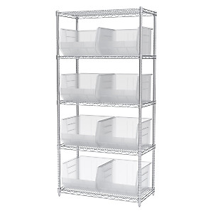 Akro-Mils 30270 AkroBins Plastic Hanging Stackable Storage Organizer Bin, 18-Inch x 16-Inch x 11-Inch, Clear, 3-Pack