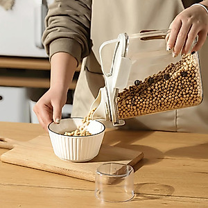 WINIAER Airtight Rice Storage Container with Measuring Cup, 3 to 5 lbs Cereal Dry Food Containers Dispenser, Pet Dog Cat Food Container Box, BPA Free Clear Plastic Containers