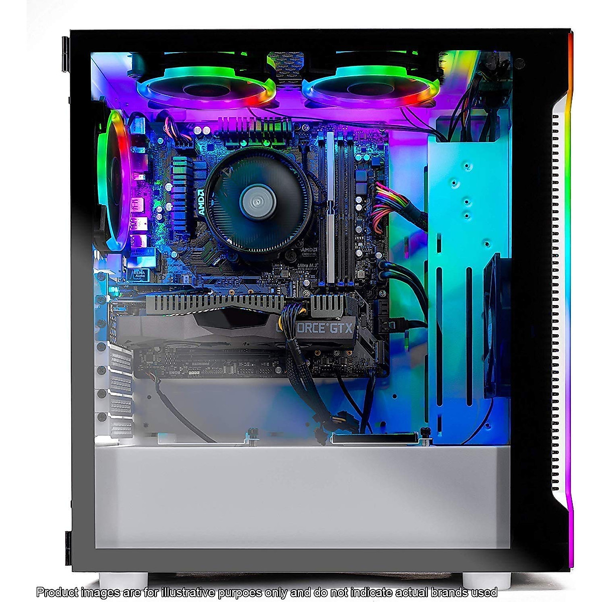 SkyTech Archangel Gaming Computer PC Desktop - Ryzen 5 3600 6-Core 3.6GHz, GTX 1660 Ti 6G, 500G SSD, 8GB DDR4 3000, RGB, AC WiFi, Windows 10 Home 64-bit, White