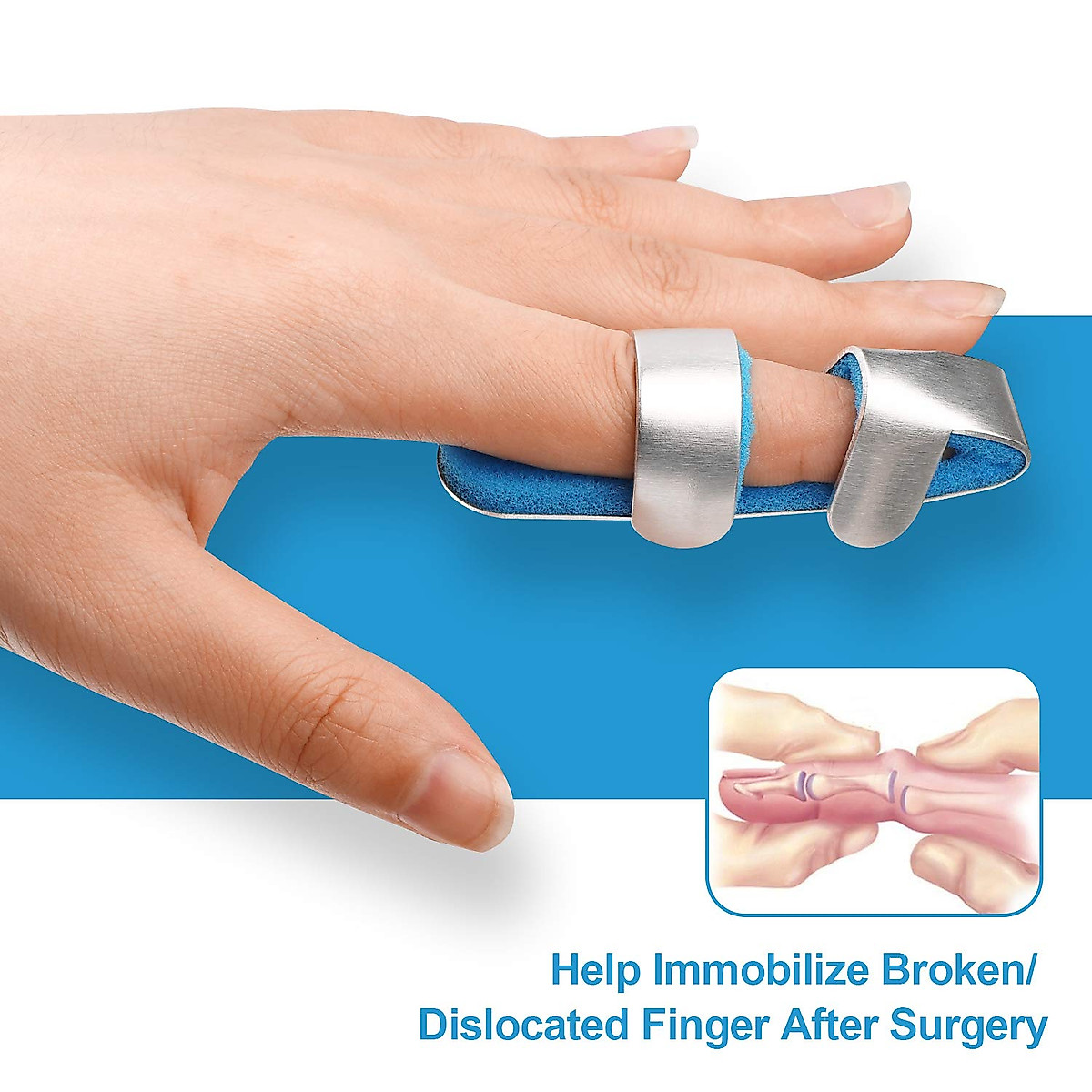 Trigger Finger Splint Brace for Thumb Index Middle Ring Pinky, Metal Foam Broken Dislocated Finger Stabilizer, Aluminum Bendable Curved Mallet Wrap for Arthritis Pain Tendon Injury Immobilizer Knuckle