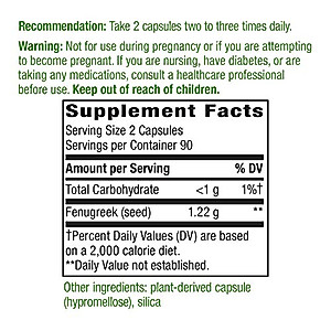 Nature's Way Fenugreek Seed, Promotes Healthy Lactation*, Vegan, 180 Capsules