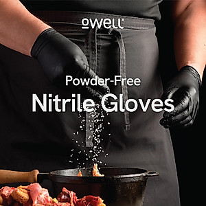 OWELL Black Nitrile Gloves Disposable Latex Free – 4 mil Nitrile Gloves MEDIUM Disposable Gloves Black Cooking Gloves Disposable Food Safe Powder Free Latex Free Gloves (MEDIUM - 100 Count)