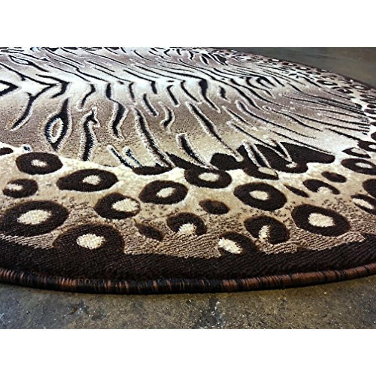 Americana Tiger & Leopard Zebra Animal Skin Round Area Rug Print Design 130 (4 feet X 4 feet Round)