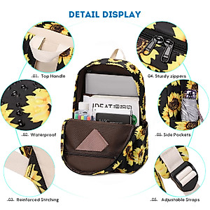 EZYCOK School Backpack College Bookbag for Girls Women, Water Resistant Laptop Backpack Casual Daypack with Sling Bag and Pencil Case , Sunflower