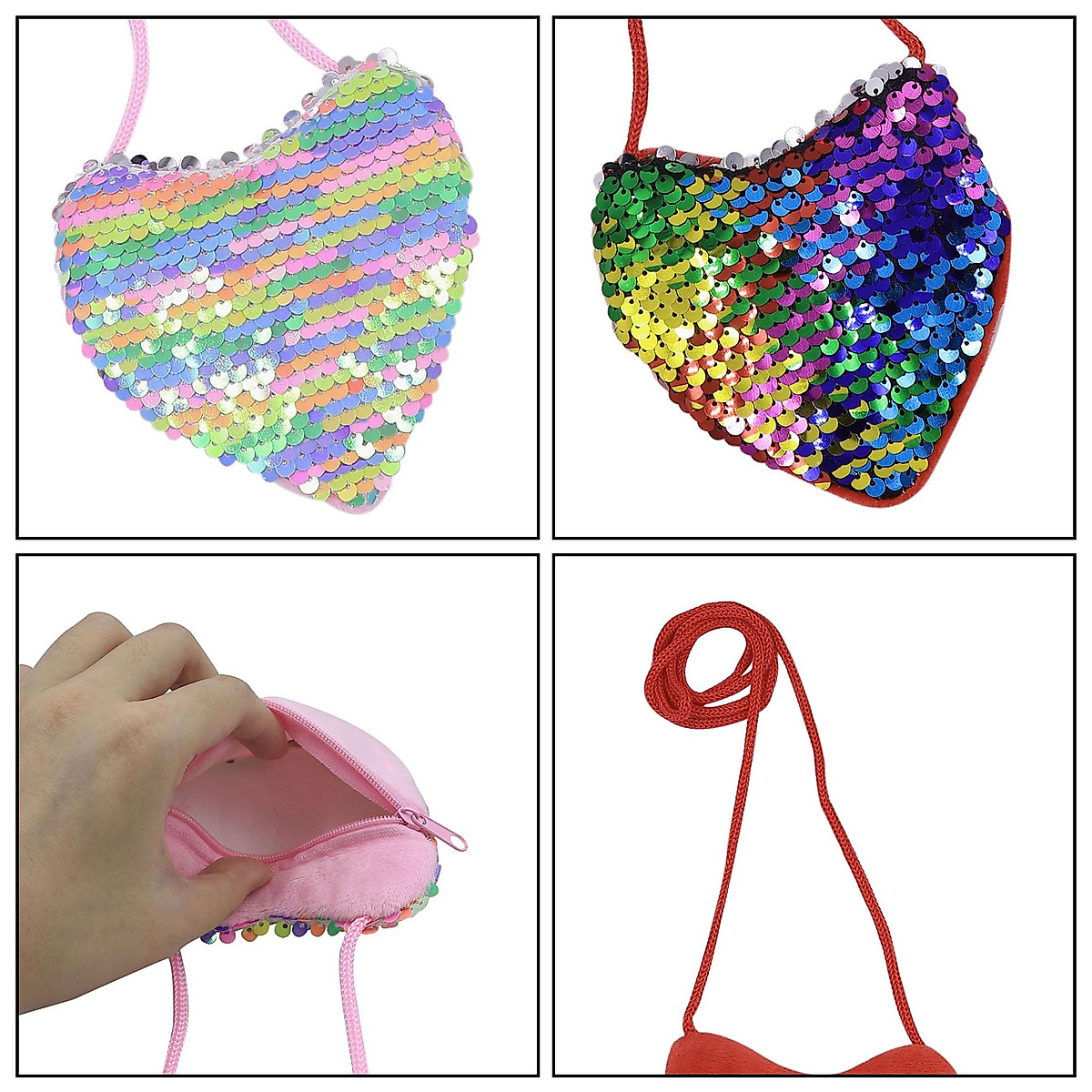 ZGMYC (Pack of 2, Little Girls Glitter Reversible Sequins Crossbody Purse Mini Shoulder Bag Satchel