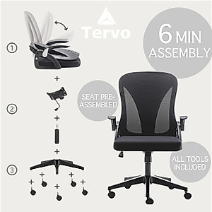 Tervo Model S | Folding Office Chair for Small Spaces | Gaming Chair for Adults & Kids | Ergonomic Mesh Computer Chair for Bedroom | Desk Chair for Home Work | (Triple Black)