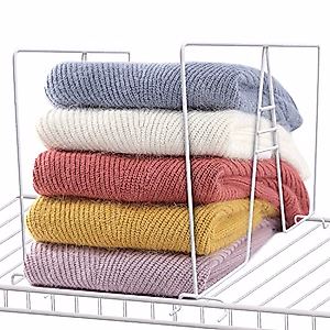 Urban Deco Shelf Dividers for Closet Organization - Wire Closet Shelving Sturdy Closet Shelf Organizer Steel Closet Dividers Linen Closet Organizer - White Coated Wire Shelf Organizer - Pack of 8