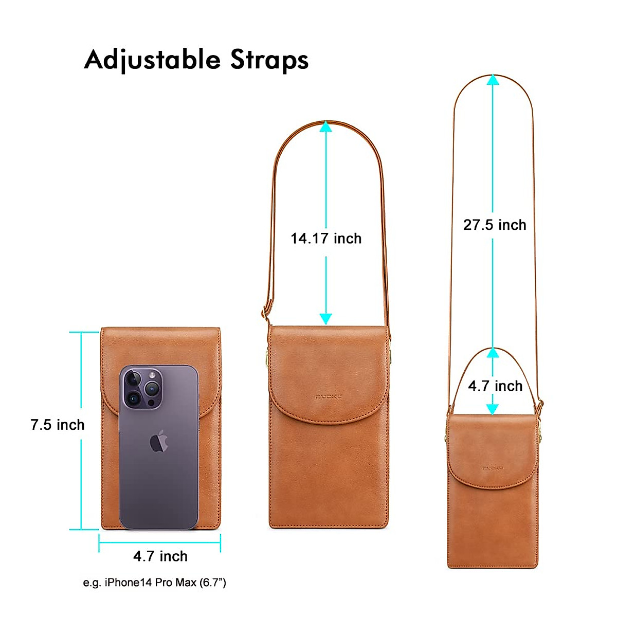 nuoku Crossbody Phone Bag for Women, Mini Crossbody Purse, Small Phone Wallet Crossbody with Removable Card Holder, Brown