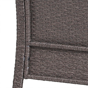 Outsunny 5 Pieces Rattan Wicker Lounge Chair Outdoor Patio Conversation Set with 2 Cushioned Chairs, 2 Ottomans and Tempered Glass Top Coffee Table, Blue