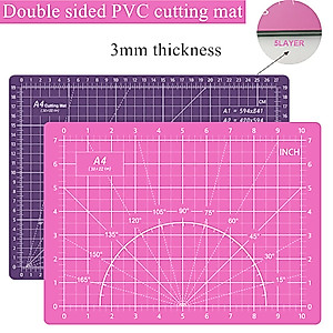 39 Pcs Rotary Cutter Set Pink - Quilting Kit incl. 45mm Fabric Cutter with 5 Extra Blades, A4 Cutting Mat, Craft Knife Set, Quilting Ruler and Sewing Clips, Ideal for Crafting, Sewing, Patchworking