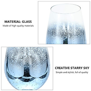 NUOBESTY Glass Wine Goblet Wine Flutes Starry Pattern Water Glasses Banquet Cocktail Cups Red Wine Goblets Drinking Cup for Bar Home Wedding Party Banque
