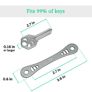 Compact Key Holder for Keychain for Up To 14 Keys - Aircraft Grade Aluminum Key Organizer Keychain, Minimalist Style Key Chain Pocket Clip Design Grey