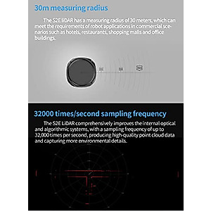 youyeetoo RPLIDAR S2E 360 Degree DTOF Lidar 30 Meters scan Radius 32K Sampling Rate, Support Ethernet UDP, IP65, Withstands 80K Lux Strong Light to Prevent Obstacles and Navigation of Robots AGV UAV