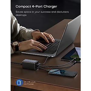 USB C Charger, KOVOL 120W GaN III USB C Charging Station, Powerful USB C Charger 100W, 4 Port Desktop Fast PD 3.0 Charger for MacBook Pro/Air, Dell, iPad Pro, iPhone 13/12, Galaxy and More