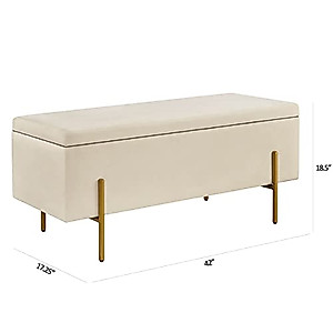 Ball & Cast Storage Ottoman Benches, 42", Gold & Cream