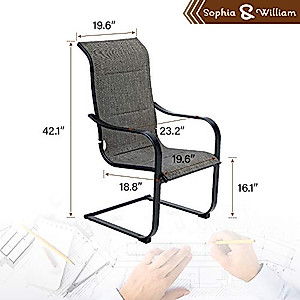 Sophia & William Patio Dining Chairs C Spring Motion Chairs for 6 High Back Patio Chairs Quick Dry Textilene Outdoor Furniture Support 350lbs for Lawn Garden Balcony Pool Backyard Weather Resistant