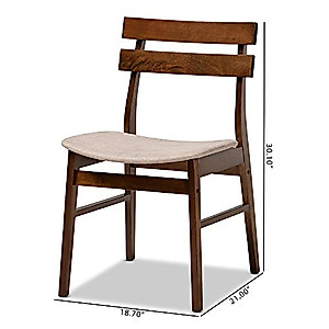 Baxton Studio Devlin Mid-Century Modern Transitional Light Beige Fabric Upholstered and Walnut Brown Finished Wood 4-Piece Dining Chair Set