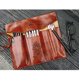 niceEshop(TM) Twilight Retro Bandage Synthetic Leather Pen Bag Pencil Case Makeup Pouch(Dark Brown)