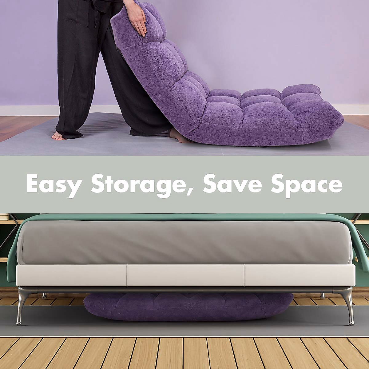 S AFSTAR Adjustable Aluminum Lounge Chair, Tender Violet, Foam and Coral Fleece Upholstery, 14 Positions, 35.5"W x 29"D x 31"H