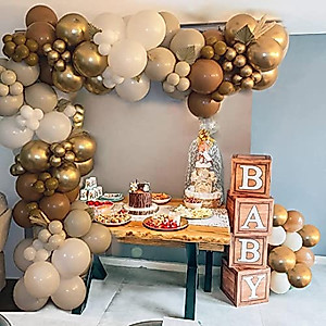 Brown and Nude Latex Balloons Set, 50 Pcs 12 Inch Tan Brown Nude White Gold Confetti Party Balloons for Birthday Baby Shower Engagement Wedding Anniversary Party Decorations