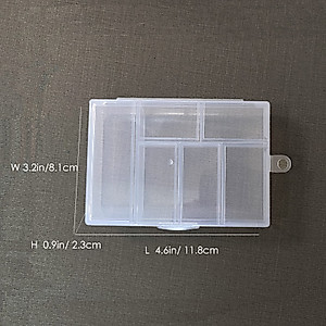 LanttAotte Mini 6 Grids 2-PACK Plastic Organizer Box Storage Container for Jewelry Fishing Tackles Earring Nail Rhinestones Beads Art DIY Crafts Organizer Clear