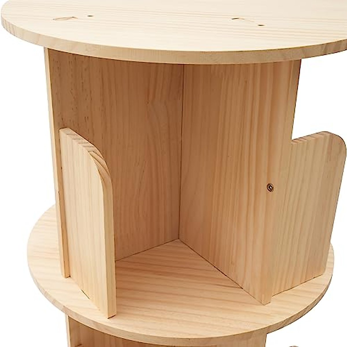 GNJINX Rotating Bookshelf, 6 Tier Solid Wood 360 Display Floor Standing Bookcase Storage Rack, Free Standing Wood Bookcases for Kids&Adults Multi-Functional Bookshelf Organizer(6 Tier)