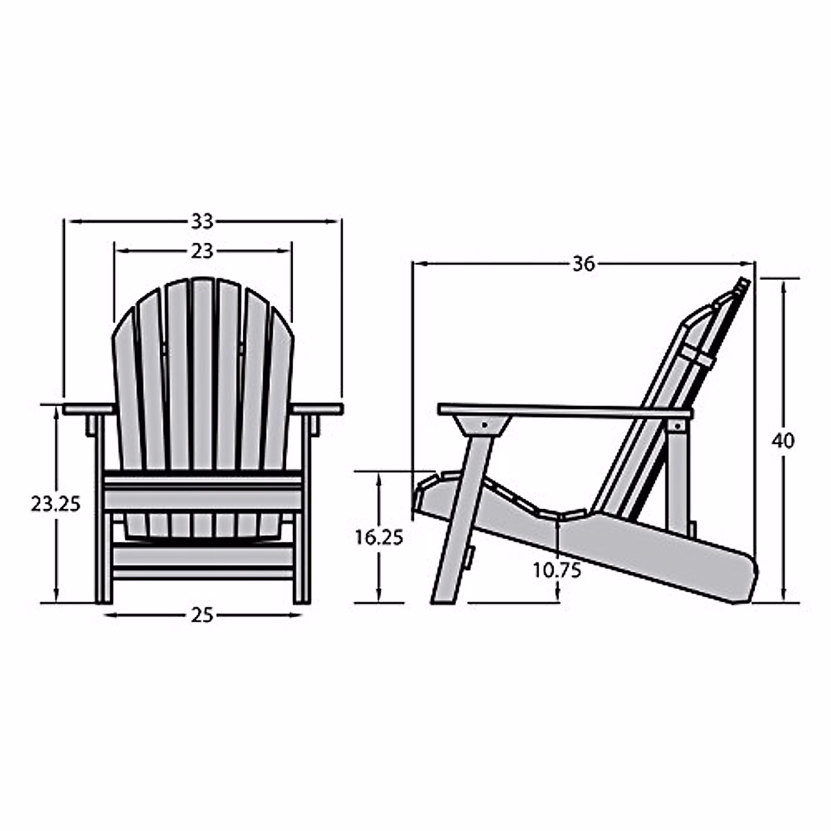 Highwood Hamilton Folding and Reclining Adirondack Chair, King Size, Whitewash