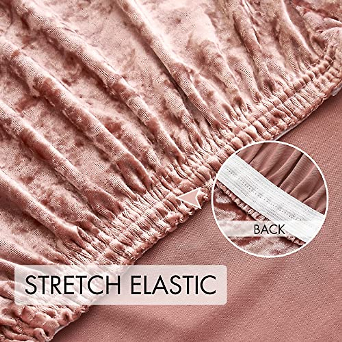 MIULEE 2 Panels Velvet Curtains 52x84 Inches Rose Pink Grommet Thermal Insulated Blackout Curtain for Bedroom Bundle Set of 2 Velvet Chair Covers for Dining Room Stretch Soft & Thick Chair Slipcover