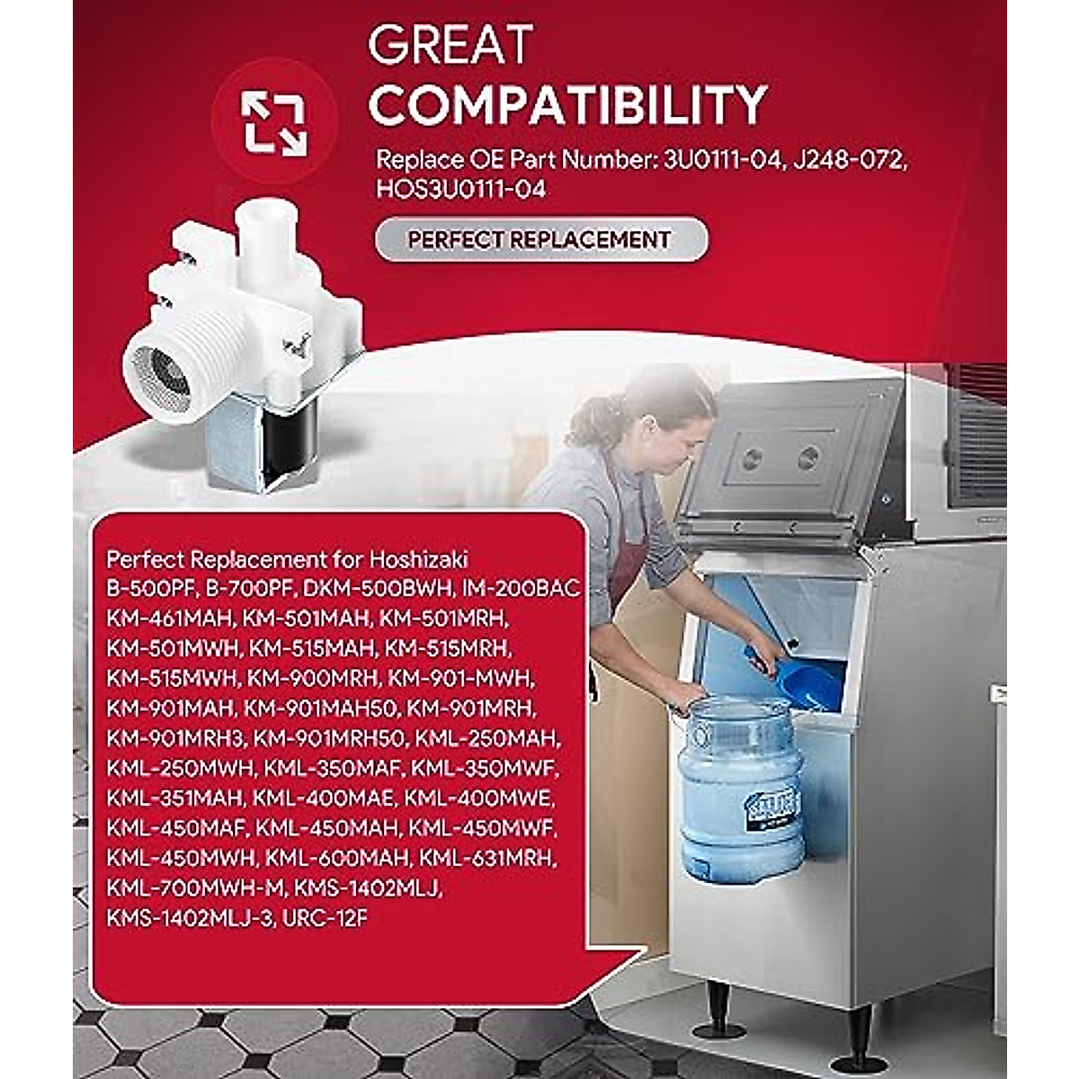 Replacement for Hoshizaki 3U0111-04 Water Valve, 120V, 60HZ, J248-072, HOS3U0111-04