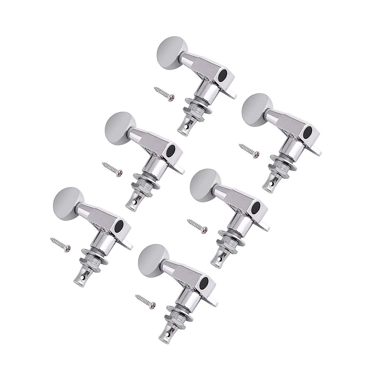 Holmer Guitar String Tuning Pegs Tuning Machines Sealed Machine Heads Grover Tuners Tuning Keys Oval Button 6 In Line for Right Handed Electric Guitar or Acoustic Guitar Chrome.