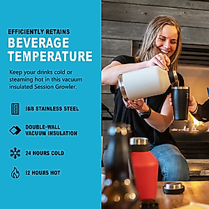 DrinkTanks - Session Growler, Passivated Stainless Steel Growlers for Beer, Leakproof and Vacuum Insulated Beverage Tumbler, Soda, Wine, or Coffee Tumbler with Handle, 64 Oz, Glacier