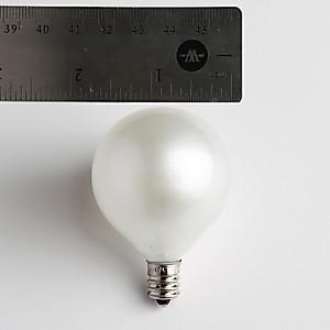 Hometown Evolution, Inc. (Box of 25) G50 White Satin Pearl 2 Inch 7 Watt C7 (E12) 3/8" Base Replacement Bulbs