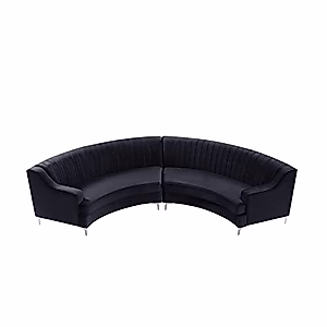 Eafurn 6 Seaters Oversized Symmetrical Curved Modular Sectional Sofa,140.94" Velvet Semi Circular Couch with Metal Legs and Pillows, Deep Seat Tufted Corner Sofa&Couch Living Room Furniture Set