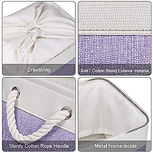 KEEGH Fabric storage baskets 15inch，3-Pack Collapsible Storage Bins with Drawstring Cover & Handles, closet storage organizer for Dog Toy Gift Nursery Storage (15x10.5x9.5inch)