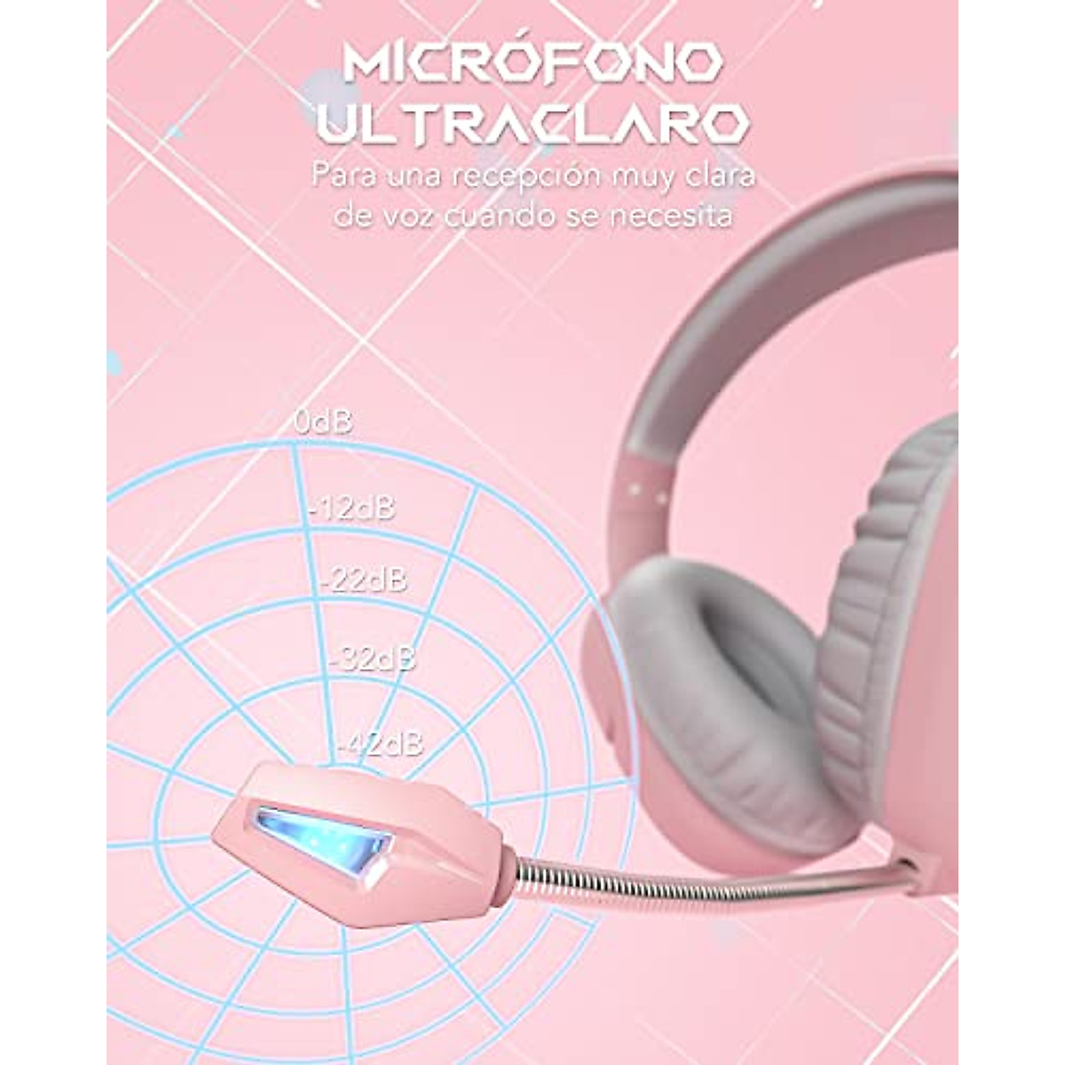 Black Shark Gaming Headset for PC, PS4, PS5, Xbox, Switch, All-in-1 Gaming Headphones with Ultra-Clear Bendable Mic, 50mm Dynamic Drivers, Noise Isolation Ear Cushions, in-line Controls - Pink