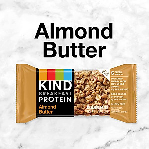KIND Breakfast, Healthy Snack Bar, Almond Butter, Gluten Free Breakfast Bars, 8g Protein, 1.76 OZ Packs (6 Count)