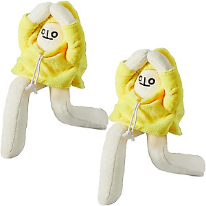 Zhanmai 2 Pieces Banana Doll Plush Stuffed Man Toy with Magnet Pose Funny Man Doll Decompression Toy Plush Pillow Toy Stuffed Doll Toy Present for Teens, Yellow, 7.1 Inch/ 18 cm