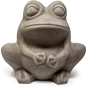 Elly Décor Frog Garden Statue Lawn décor, 9-inch Art Sculpture for Your Patio & Yard, Ceramic Animal figurin, Color Gray