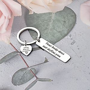 TIIMG Eating Disorder Awareness Keychain Anorexia Recovery Gifts Inspirational Gift Mental Heath Recovery (Your body eating disorder)