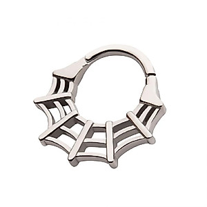 Pierced Owl 16GA Stainless Steel Spider Web Hinged Segment Clicker (Silver Tone, 8mm Diameter)